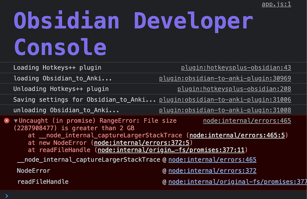 Obsidian freezing (dev console error codes attached) - Help - Obsidian Forum