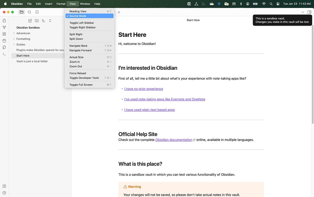 Source Mode flag appears to get out sync with true state - Bug graveyard - Obsidian Forum