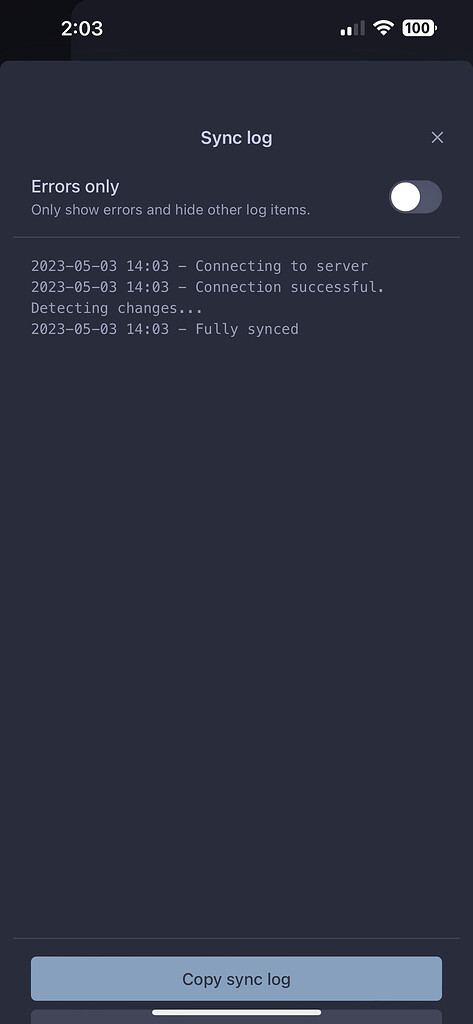 UI layout issue when viewing sync log in portrait orientation - Bug graveyard - Obsidian Forum