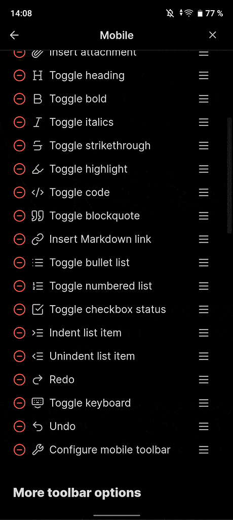 Mobile Toolbar Commands Editor Cant Move Commands In List Higher Or Lower Of The Screen Bug 6285