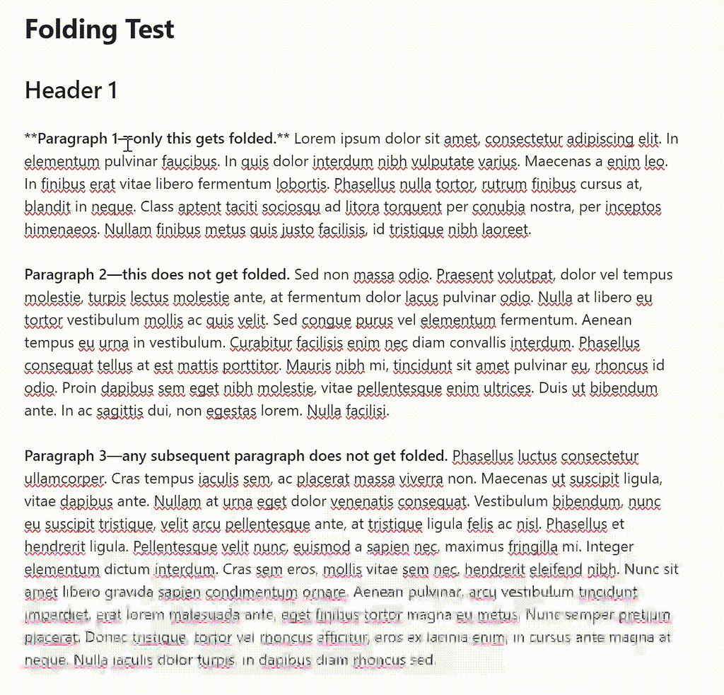 Only first paragraph / bullet point is folded when switching from ...