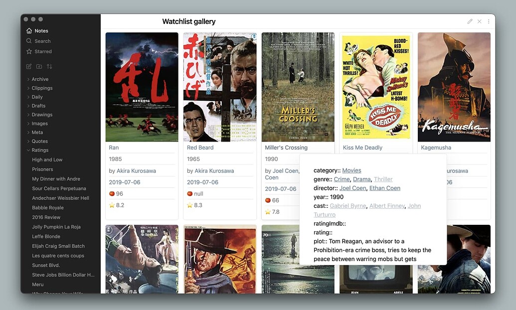 Create a personal movie database using Dataview, QuickAdd and Minimal ...