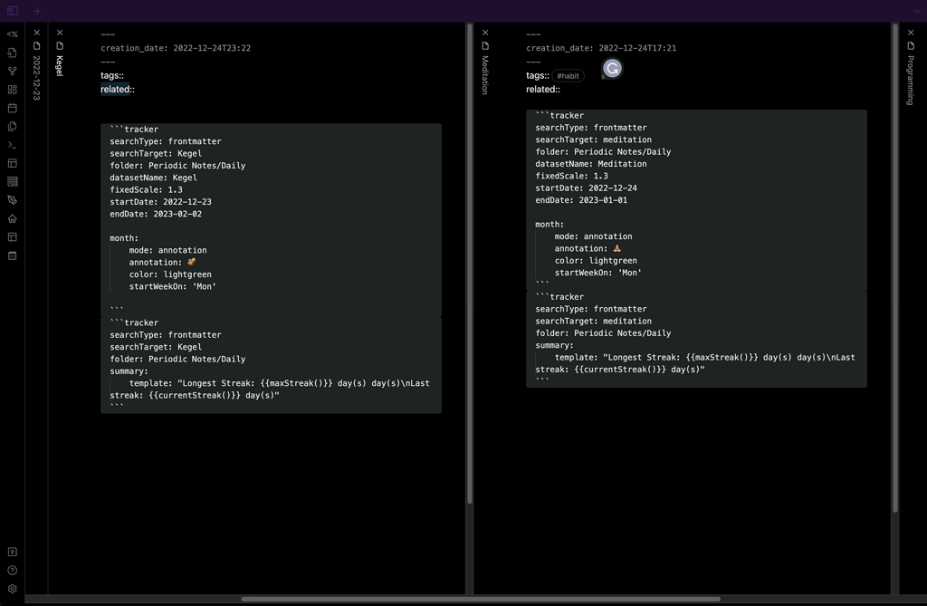 Overview of individual habits using tracker plugin in one chart - Help ...