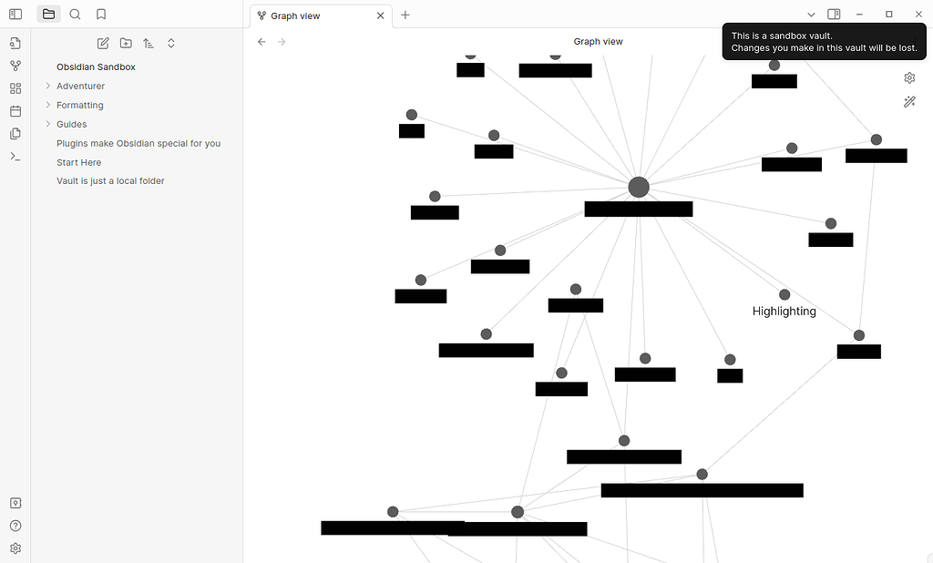 In graph view, most note labels are appearing as unreadable black ...