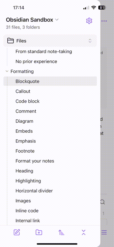 [iOS] Tapping on (sub)folder name in tab title bar a second time flashes sidebar instead of ...
