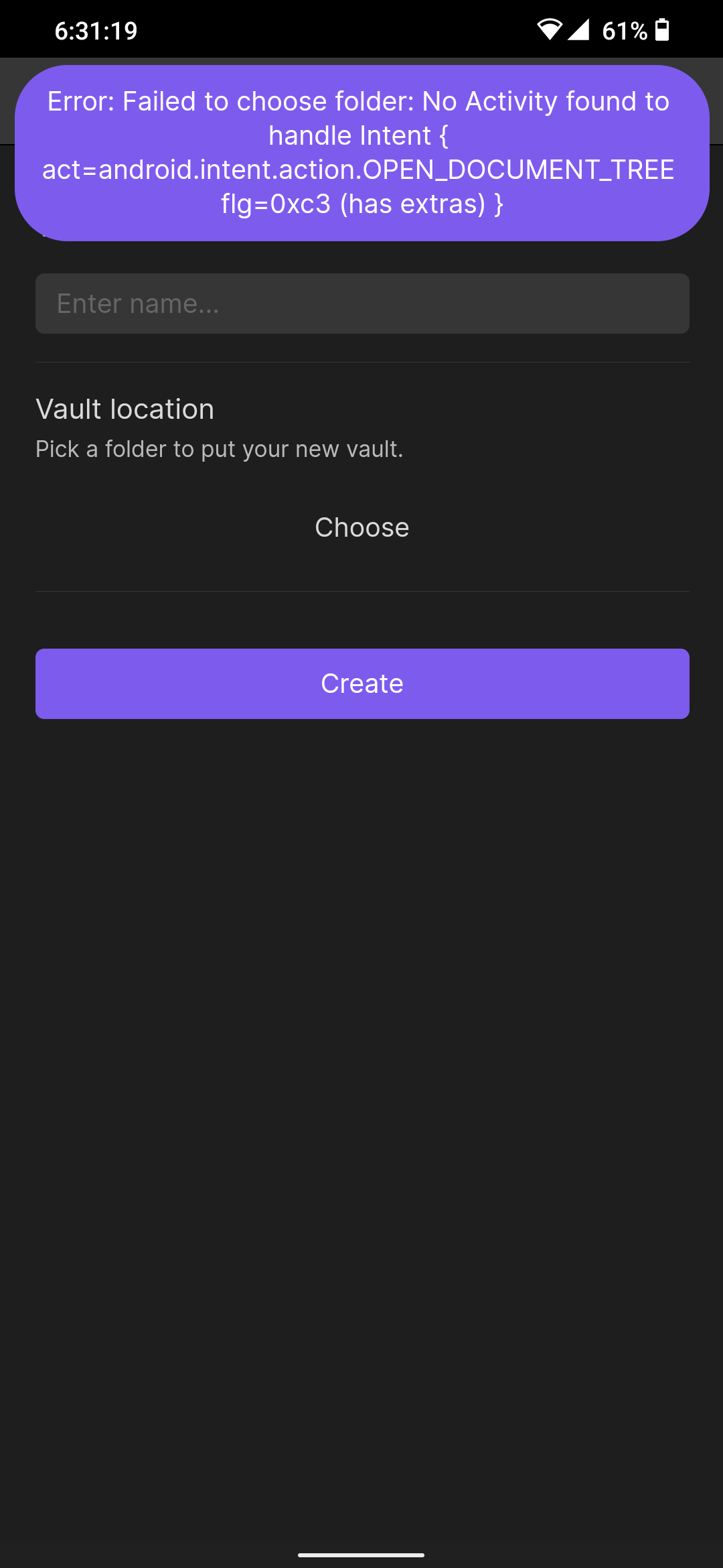 No Activity To Handle Intent Help Obsidian Forum