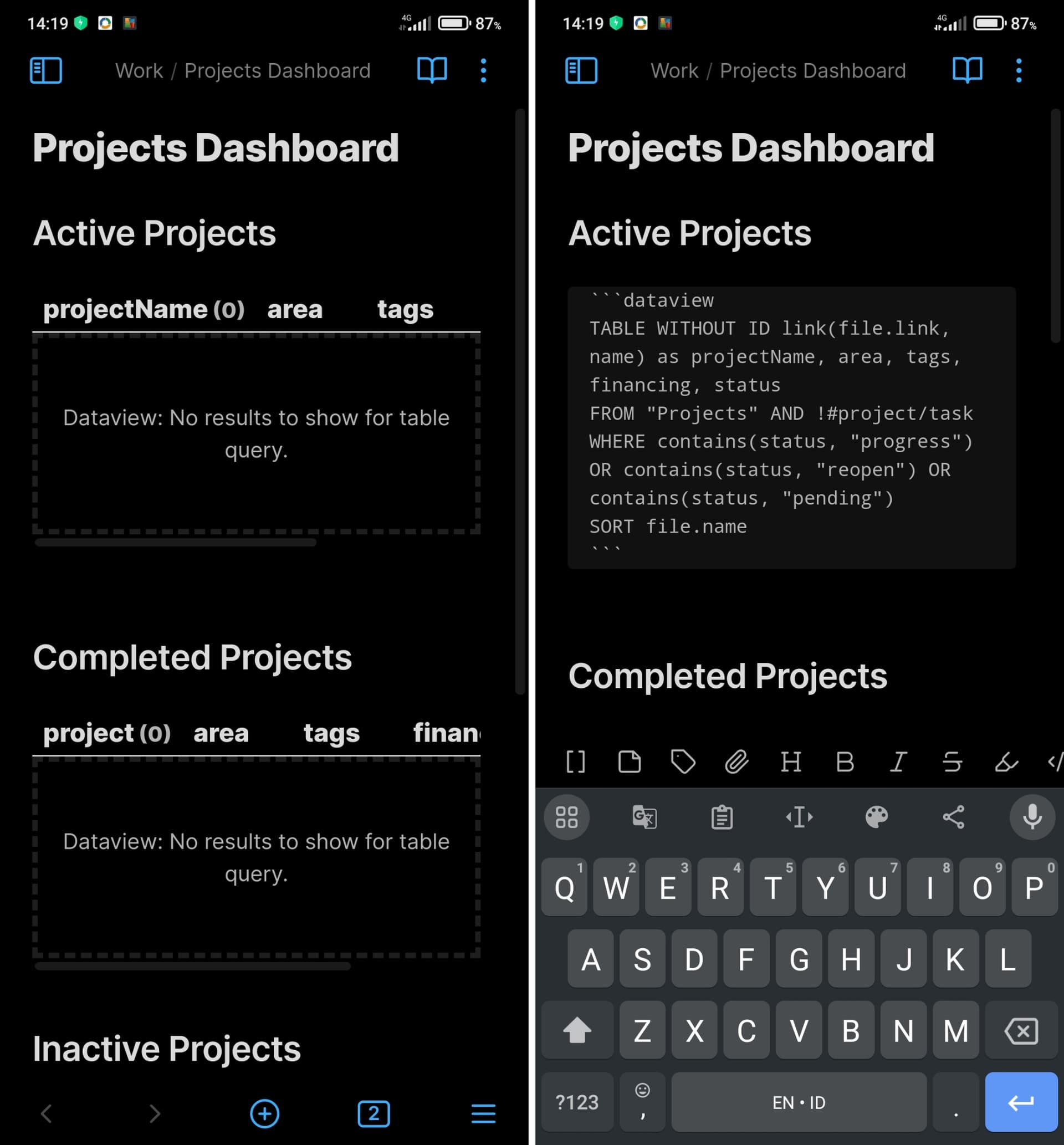 Dataview query not working on android - Help - Obsidian Forum