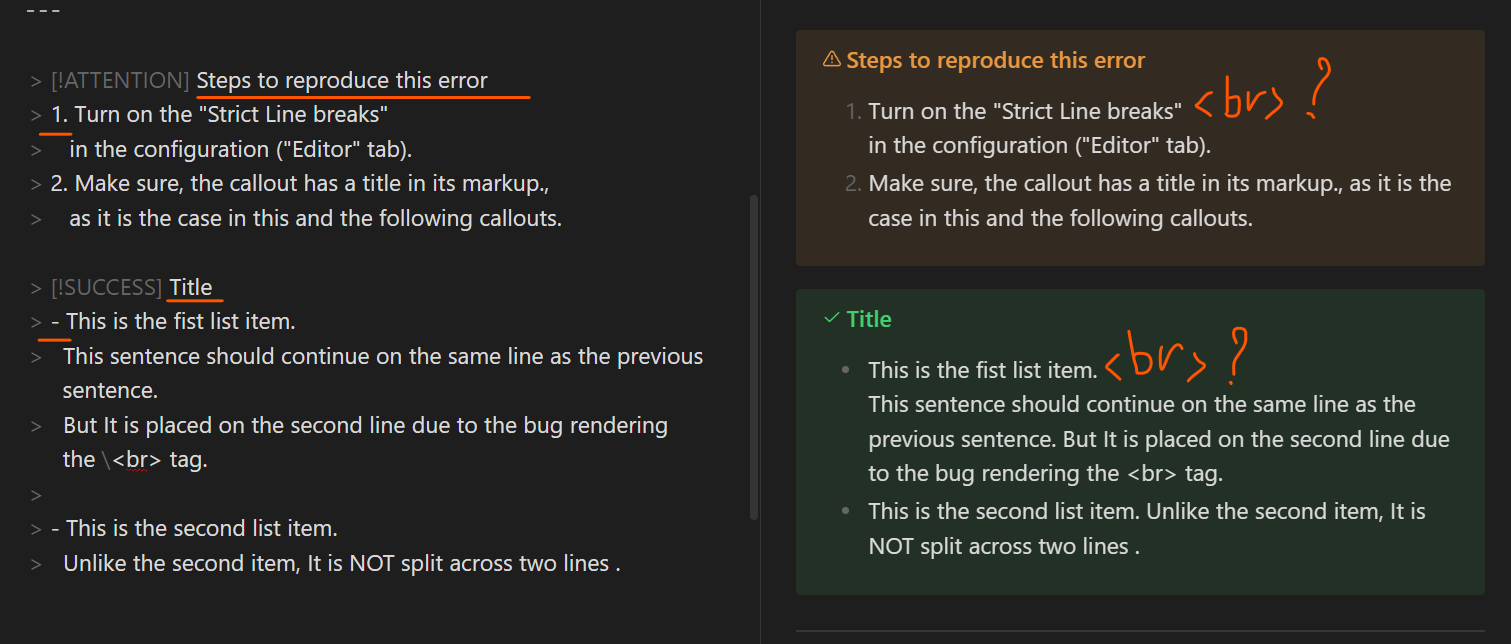 Unexpected line break inside callouts - Bug reports - Obsidian Forum