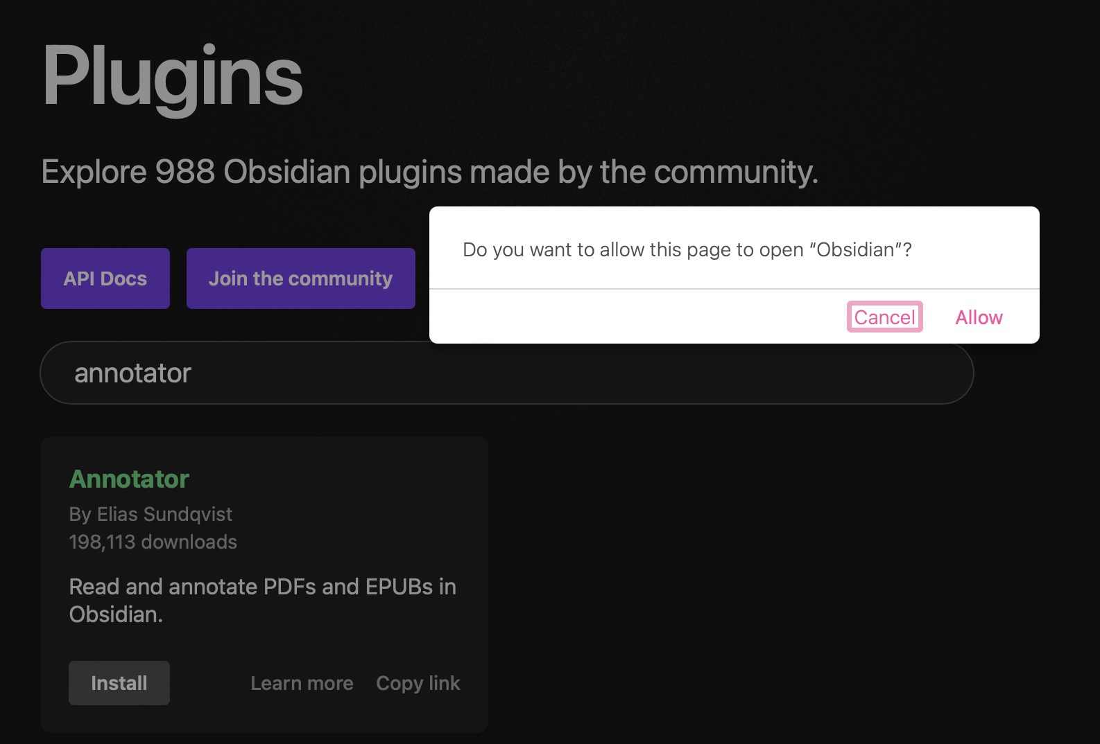 Why I can't install plugins? press button but doesn't use - Help - Obsidian Forum