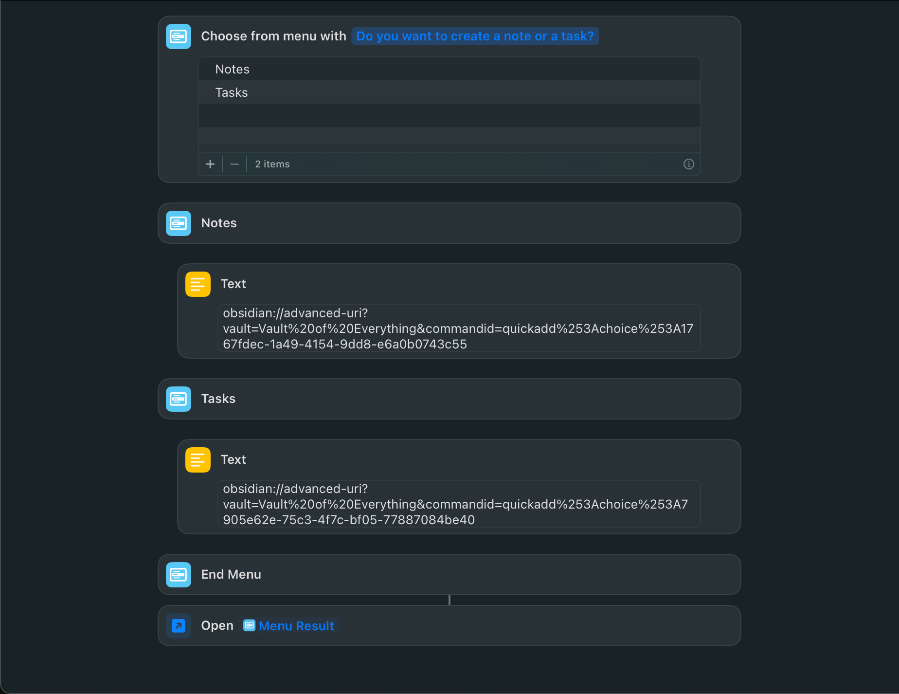 Quick Add Workflow Into Daily Notes Using Quickadd Advanced Uri And Shortcuts Ios And Macos