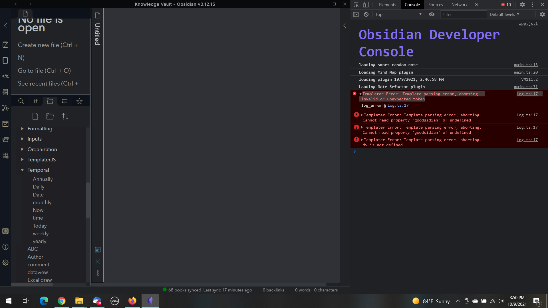 Parsing Error In Templater Need Help Fixing Basement Obsidian Forum