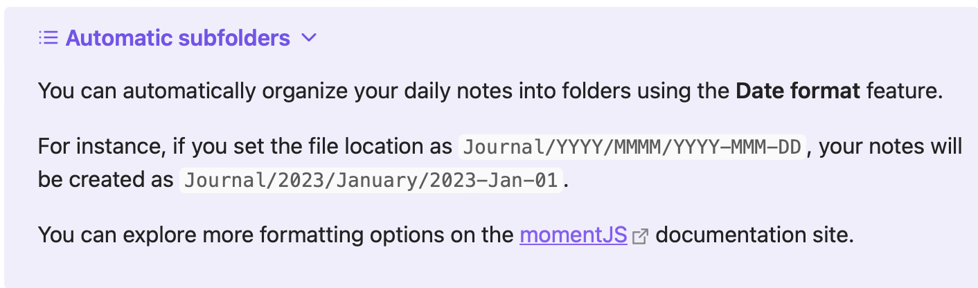 Documentation Bug Daily Notes Automatic Subfolders Feature Bug Reports Obsidian Forum