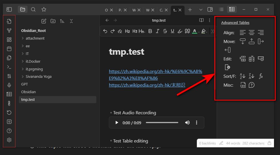 How To Close The Advanced Table Panel After It Has Opened Help
