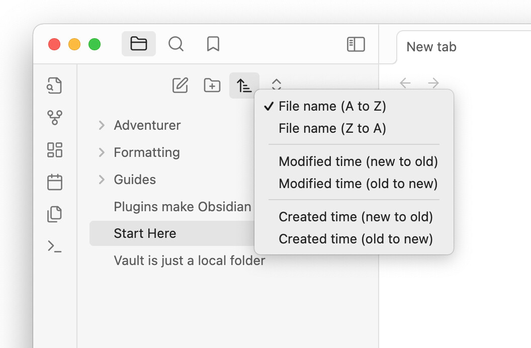 File explorer sort icon reflects current sorting method - Feature requests - Obsidian Forum